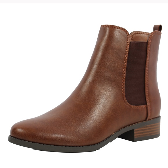Shoes | Lt Brown Faux Leather Chelsea Dress Short Boot | Poshmark